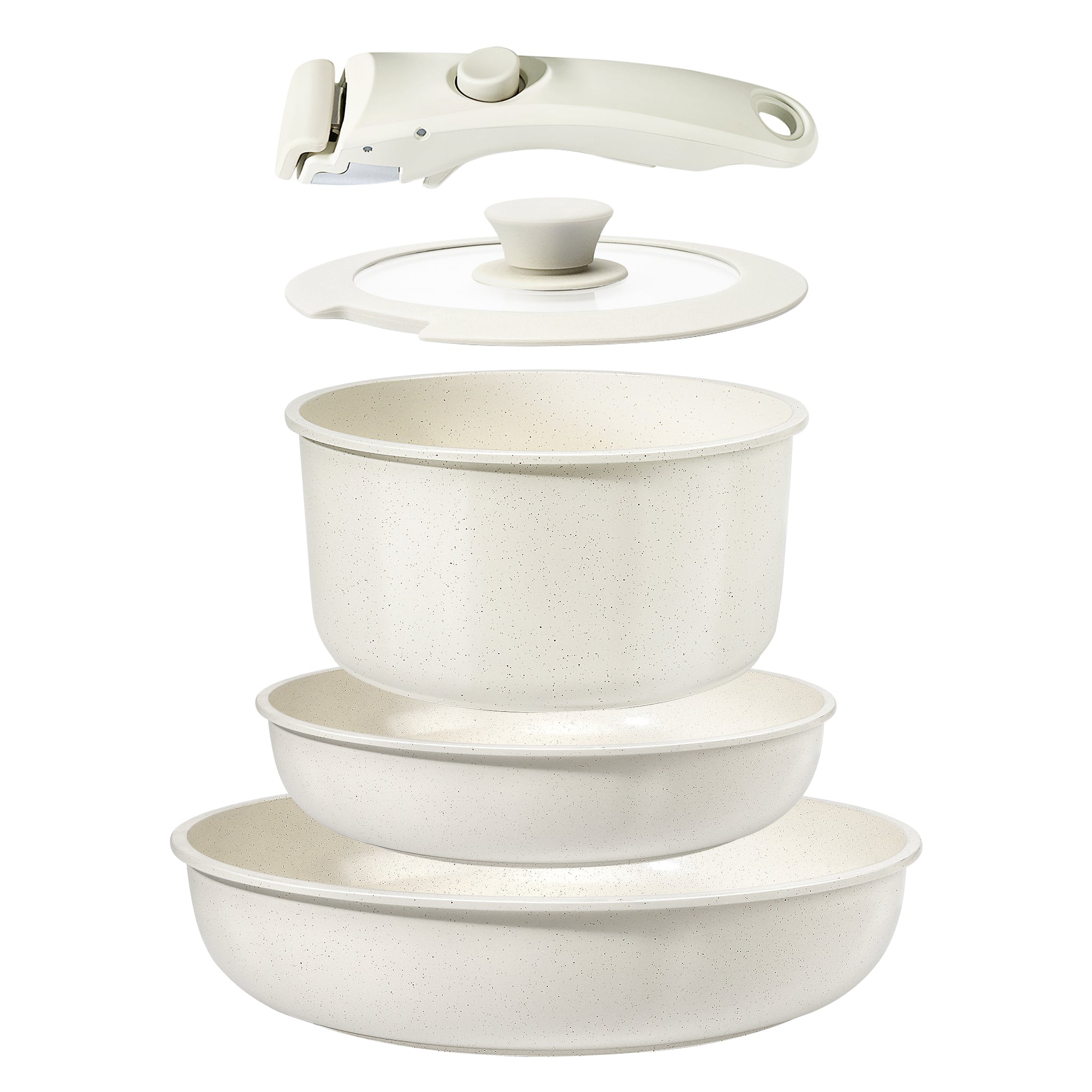 GiPP 5Pcs Ceramic Pots and Pans Set Nonstick Cookware Sets Removable H