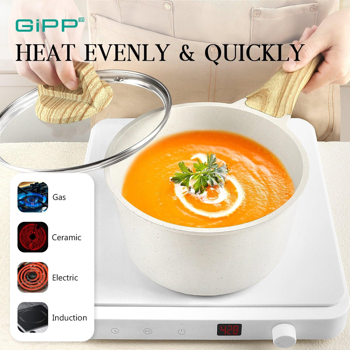 GiPP Juego de ollas y sartenes antiadherentes de 21 piezas, juego de u